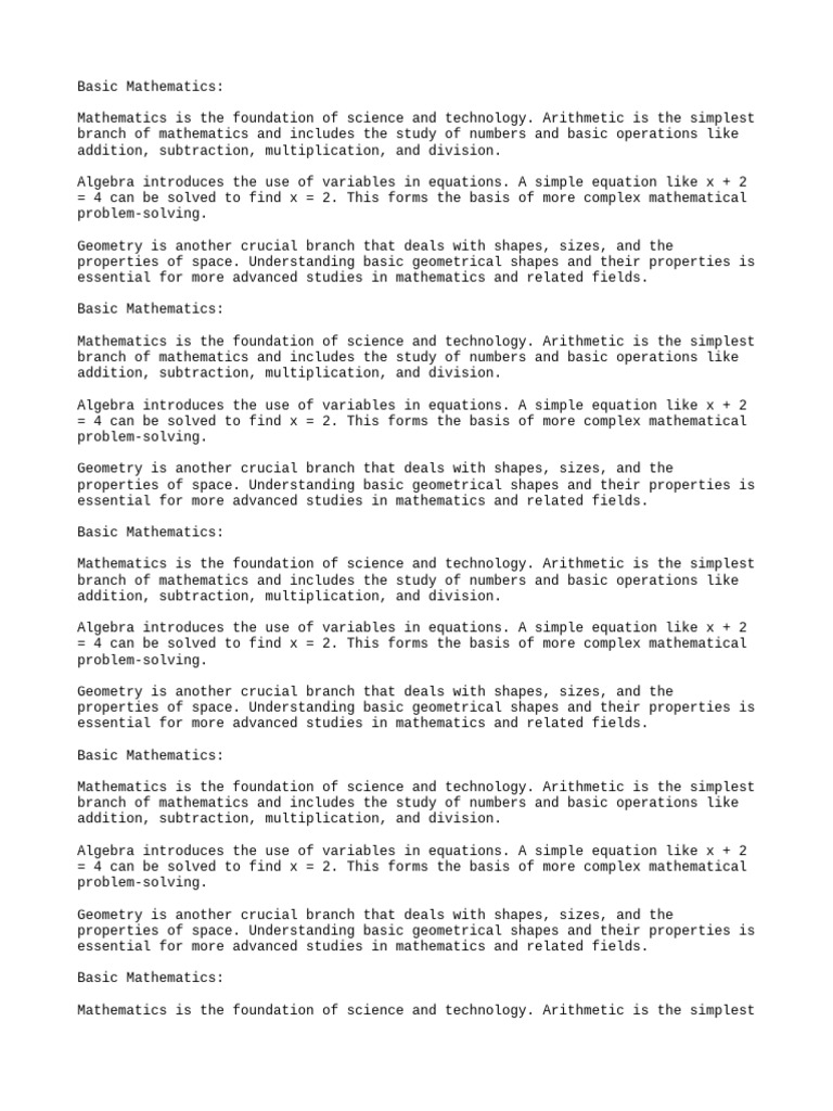 Introduction to Basic Mathematics Concepts | PDF | Algebra | Equations