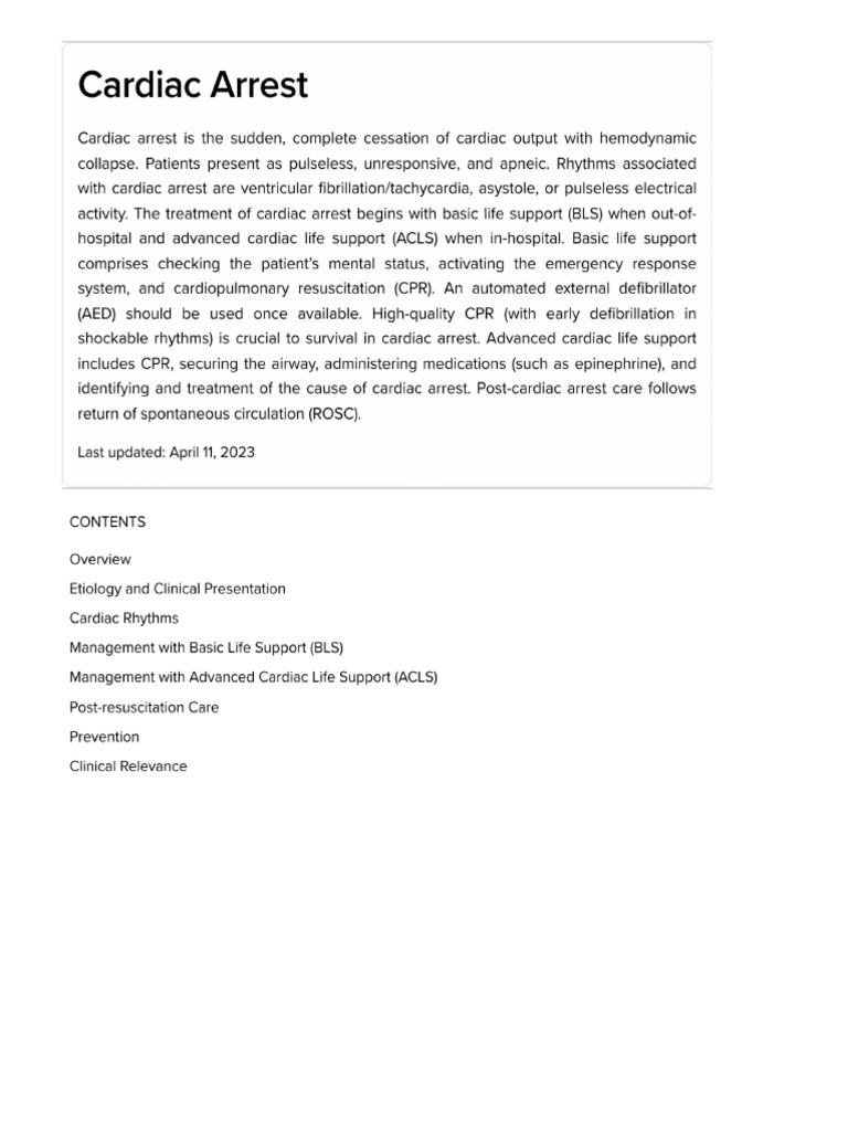 Cardiac Arrest | PDF