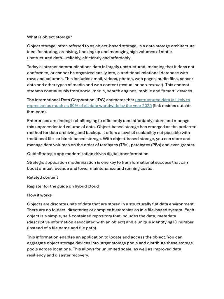 What Is Object Storage | PDF | Computer File | Computer Data Storage