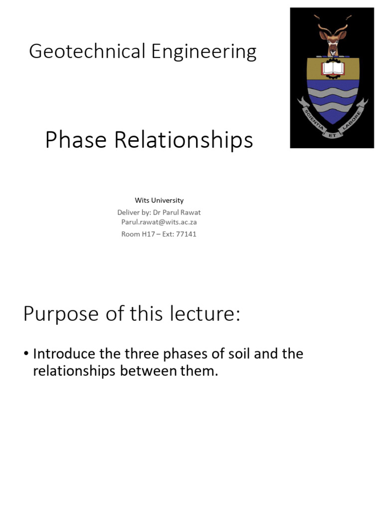 CIVN4016 Lect02 PhaseRelationships | PDF | Soil | Phase (Matter)