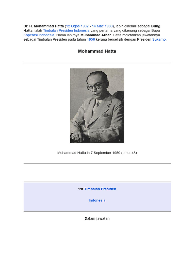 Biografi Moh - Hatta PDF | PDF