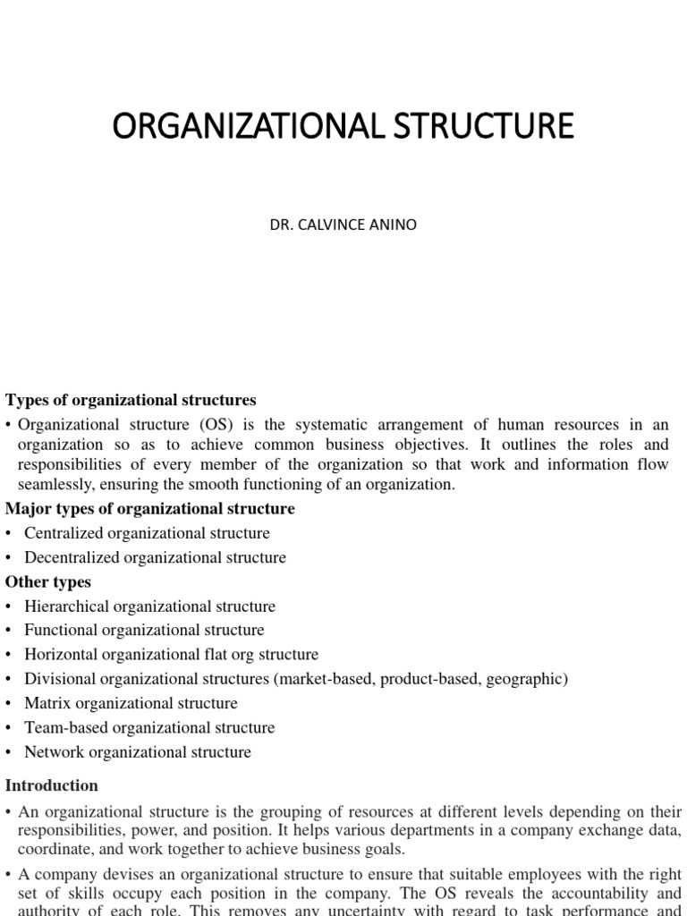 Lesson 6 - Organizational Structure | PDF | Organizational Structure ...