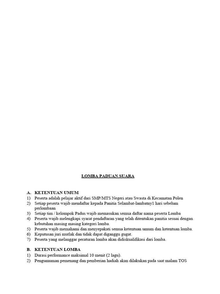 Juknis Lomba Paduan Suara | PDF
