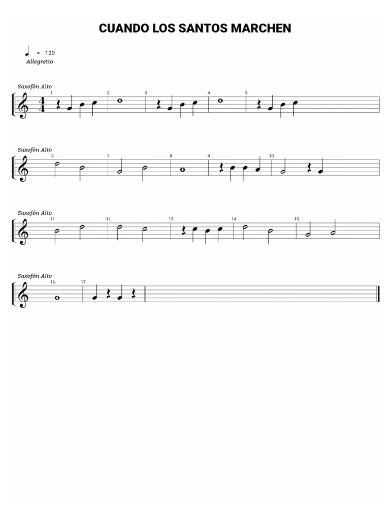 Cuando Los Santos Marchen Saxo Alto | PDF