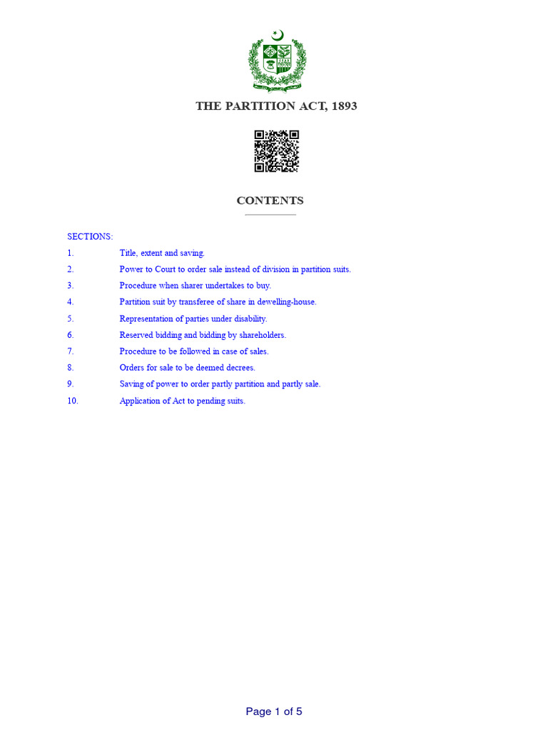 Partition Act | PDF | Justice | Crime & Violence