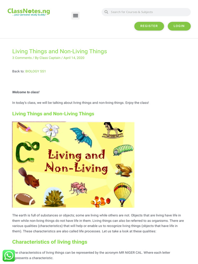 Characteristics of Living Things | PDF | Life | Foods