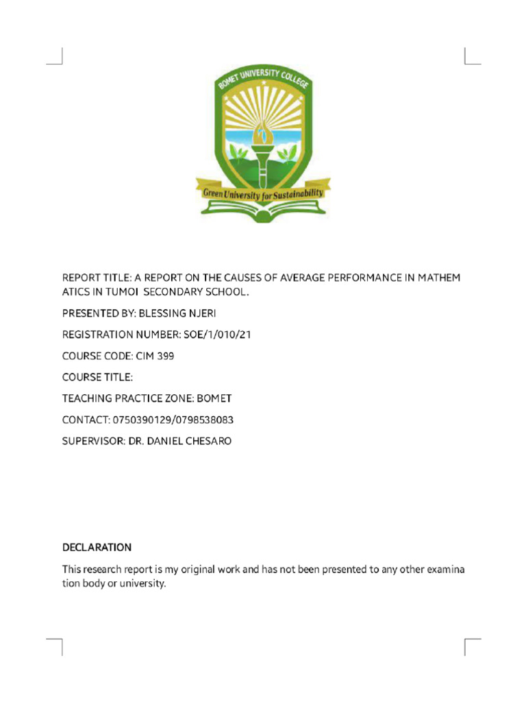 TEACHING PRACTICE REPORT-TUMOI - Phoenix | PDF