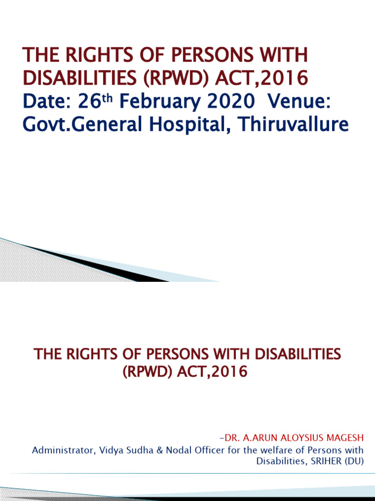 Overview of the RPWD Act, 2016 | PDF | Disability | Inclusion (Education)