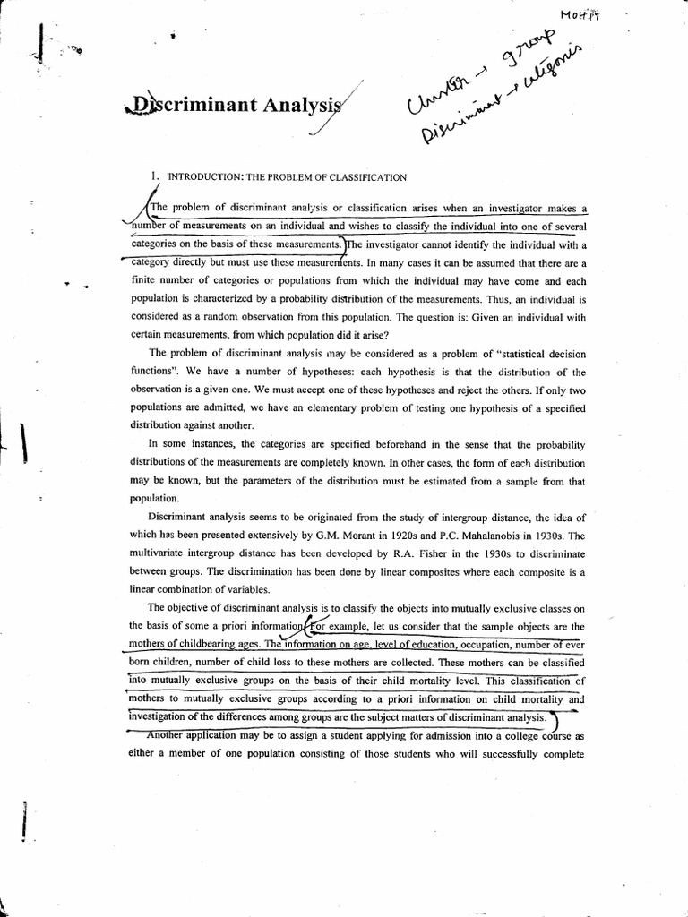 Discriminant Analysis | PDF