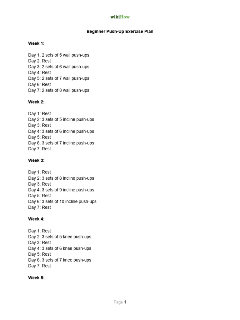 Beginner Push Up Exercise Plan | PDF