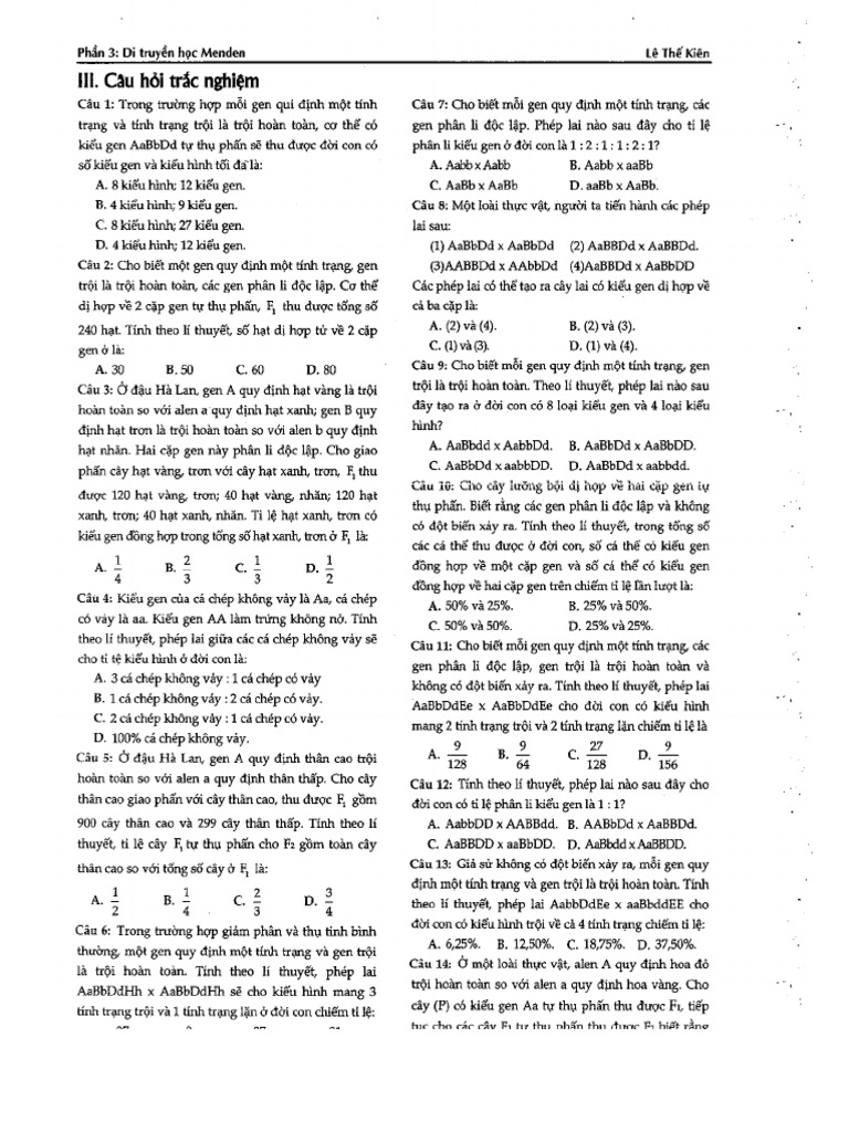 BTRL Phân Ly Độc Lập | PDF
