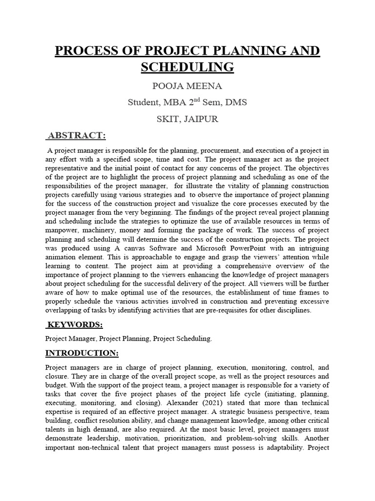 RESEARCH PAPER MBA Pooja Meena | PDF | Project Management | Business
