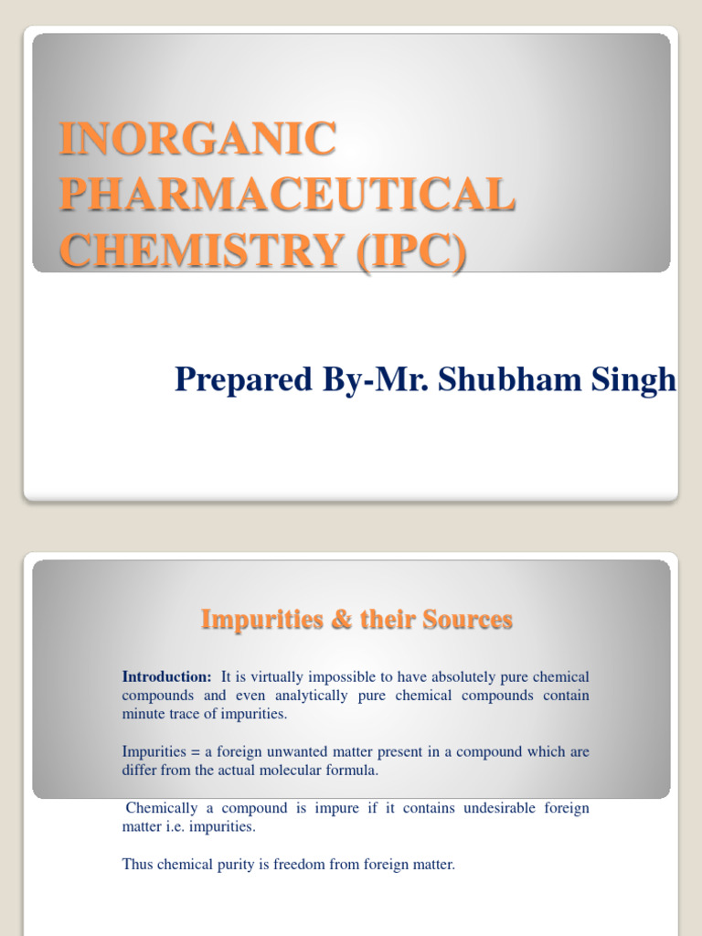 Sources of Impurities in Pharmaceuticals | PDF | Chemical Substances | Acid