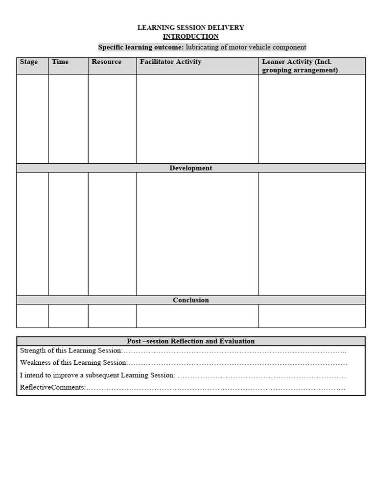 Learning Session Plan Template-1 | PDF