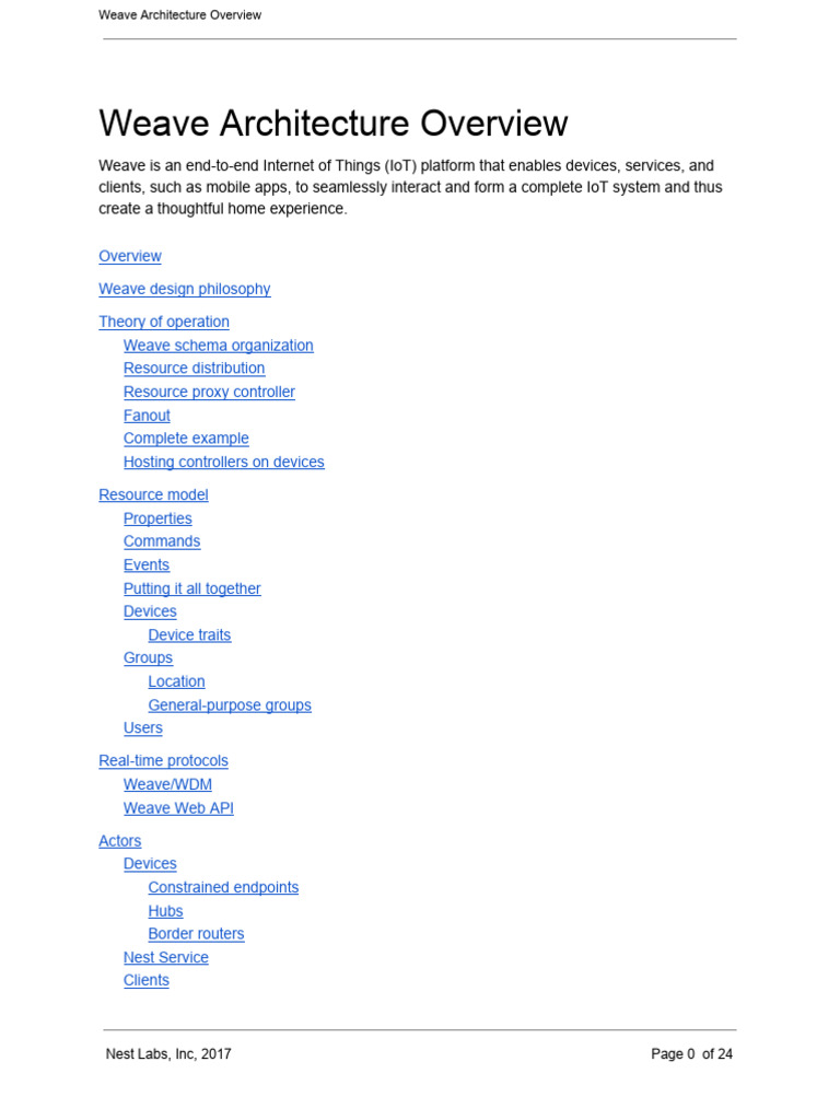 Weave IoT Architecture Overview | PDF | Network Architecture ...