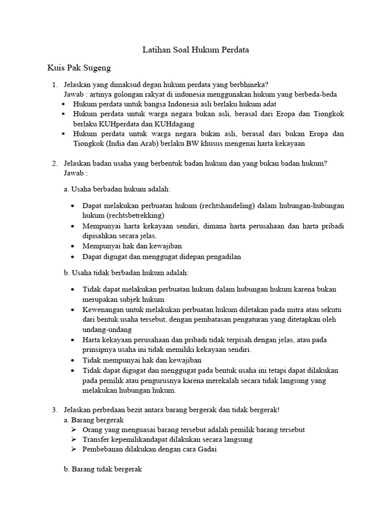 Latihan Soal Hukum Perdata | PDF