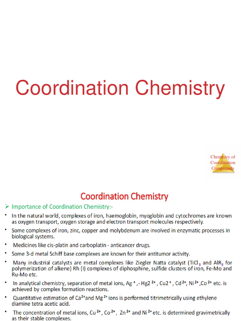Coordination Chemistry Lecture Notes | PDF | Coordination Complex | Ligand