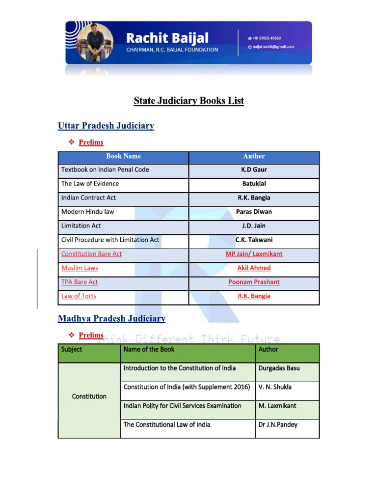 State Judiciary Books List | PDF