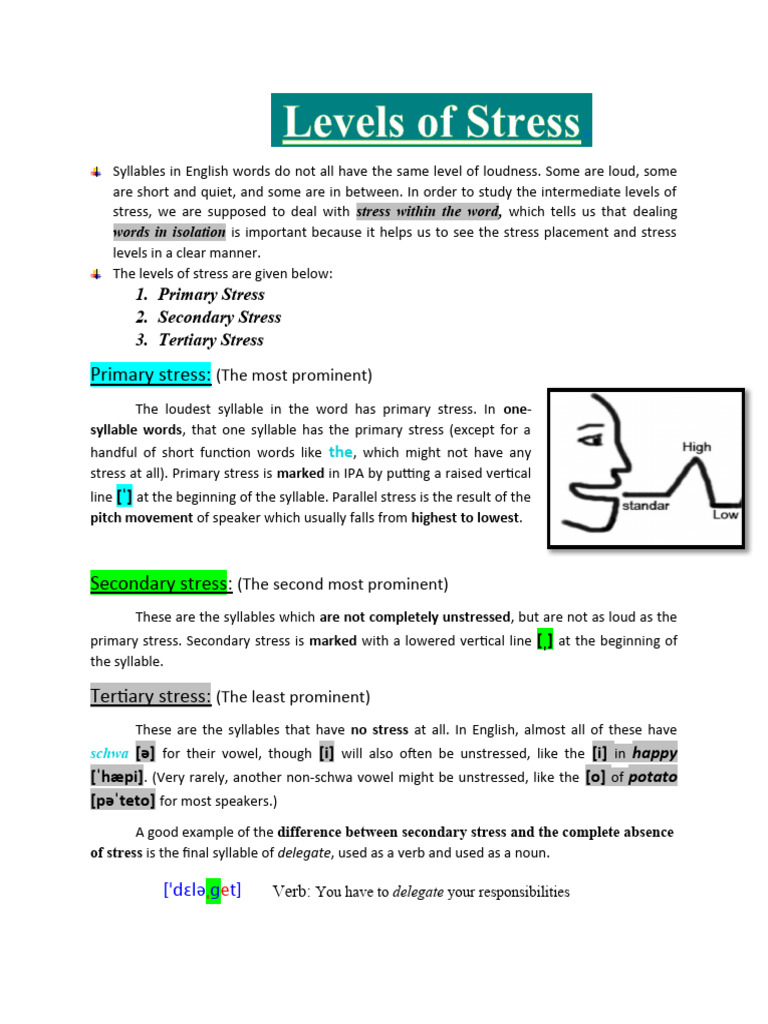 Levels of Stress | PDF | Stress (Linguistics) | Oral Communication