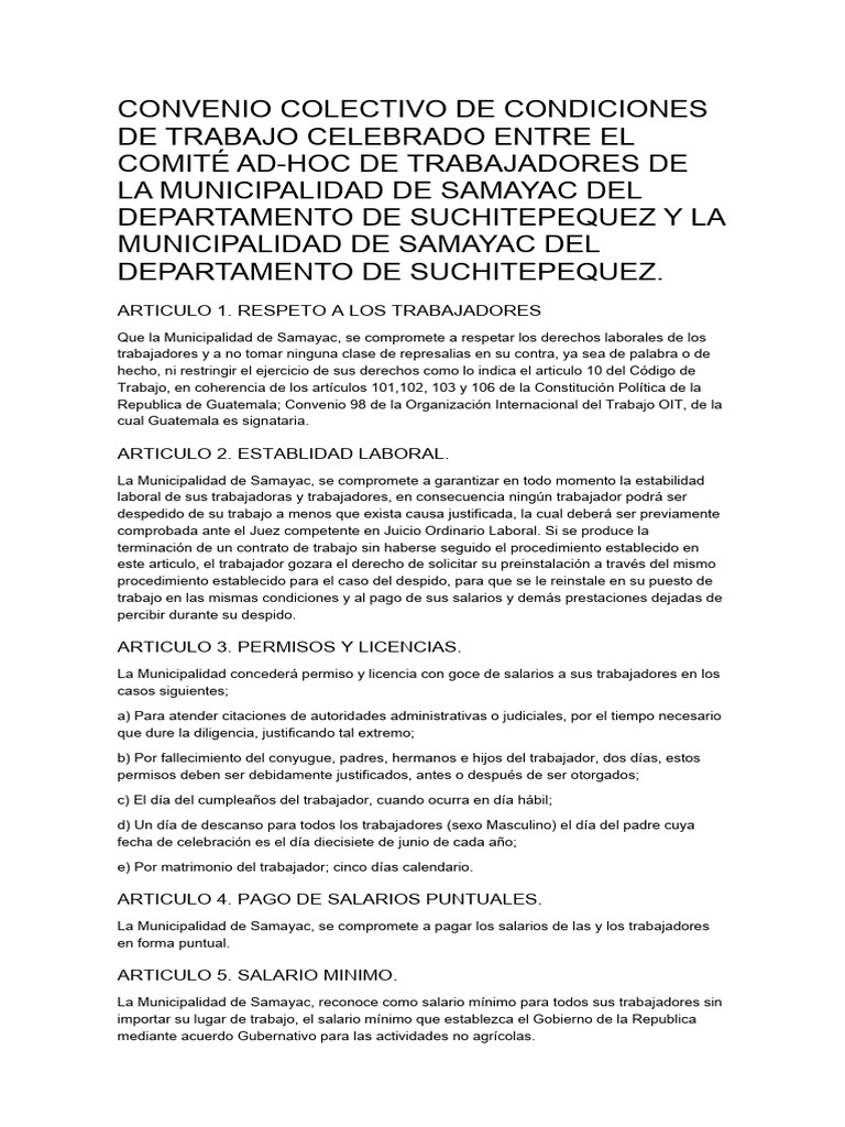 Ejemplo de Un Convenio | PDF | Derecho laboral | Guatemala