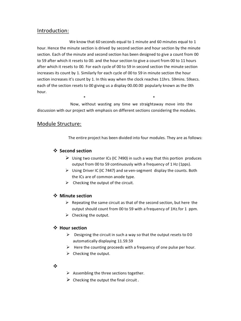 Digital Clock Project Report Touhid | PDF | Electronic Circuits | Clock
