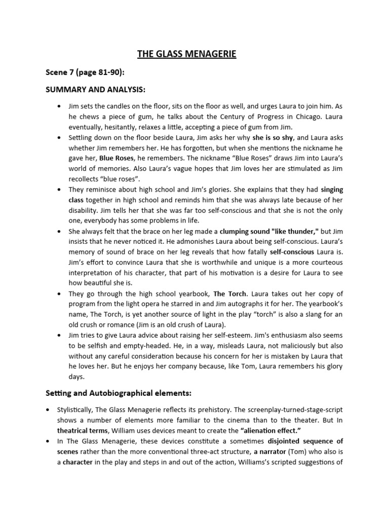Scene 7 Analysis of The Glass Menagerie | PDF