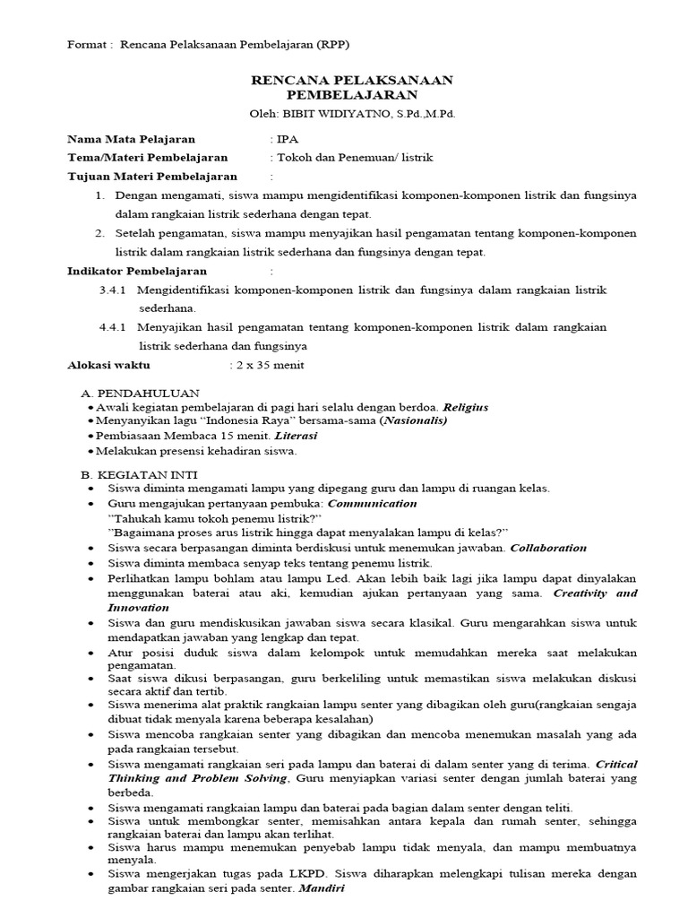 Format RPP CGP 10 REGULER | PDF