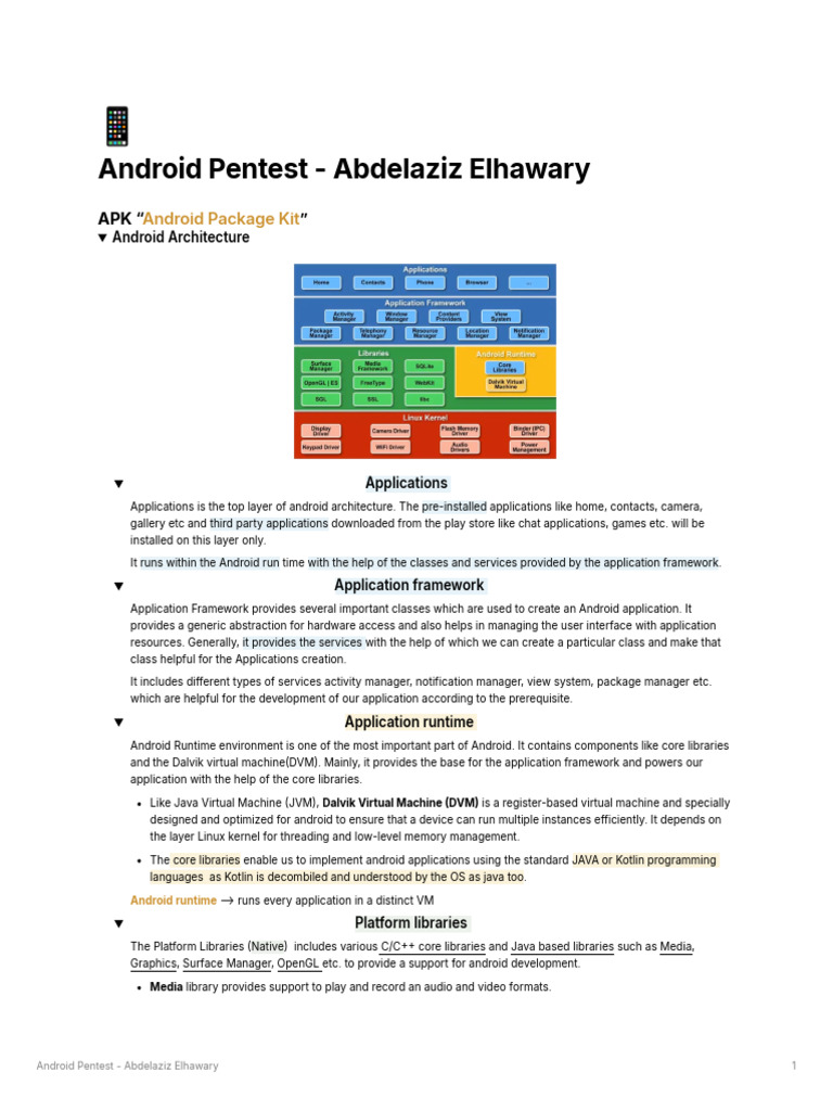 Android Pentest Notes | PDF | Android (Operating System) | Java ...
