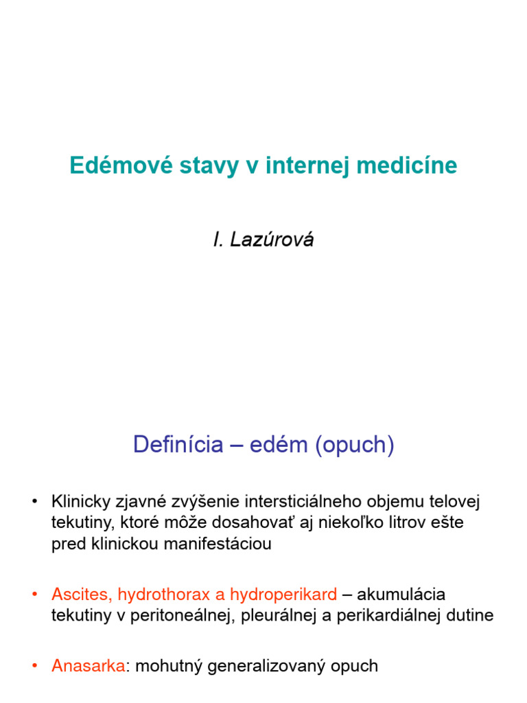 6.VL, Edemove Stavy V Internej Medicine, 29.04.20, Prof. Lazurova | PDF