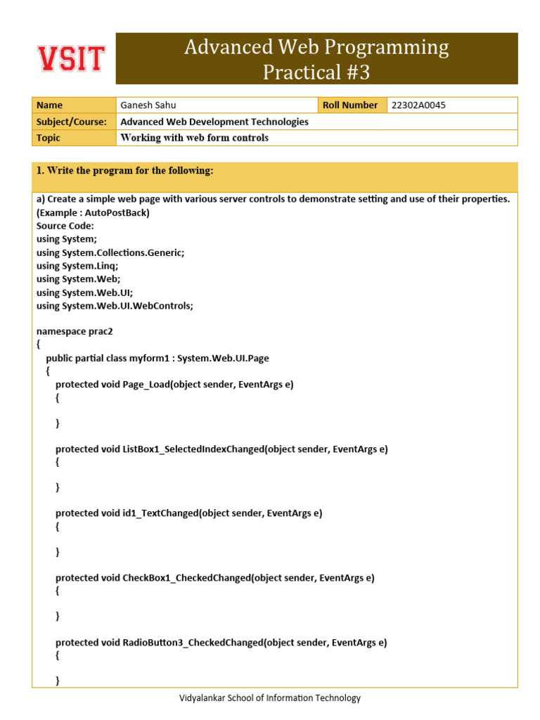 AWP Practical#3 Worksheet | PDF | Software Engineering | Software
