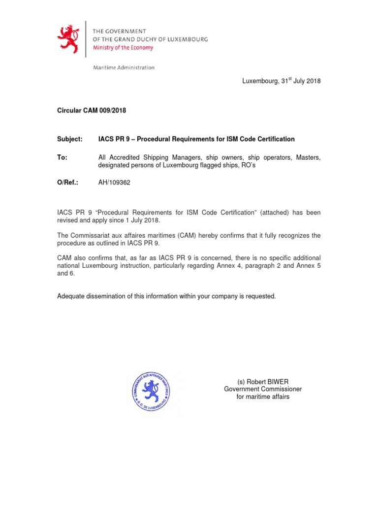 009 ISM IACS Procedural 9 | PDF | Audit | Verification And Validation