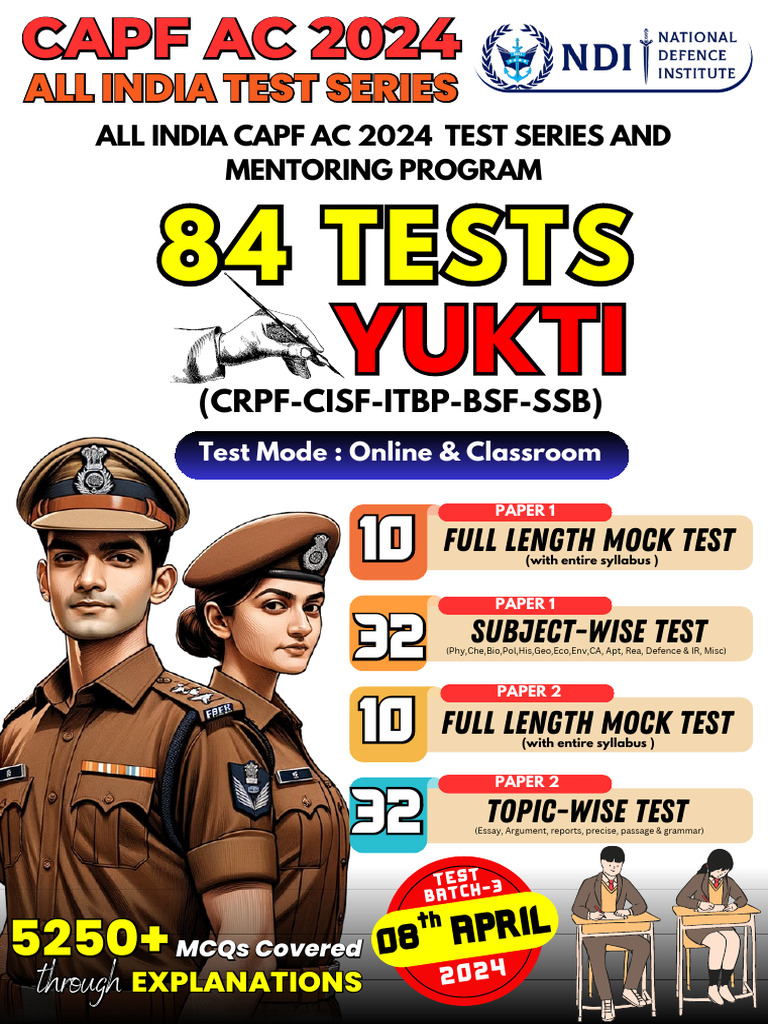 Capf Ac 2024 Test Series Schedule Batch-03 | PDF | Chemistry | Mentorship