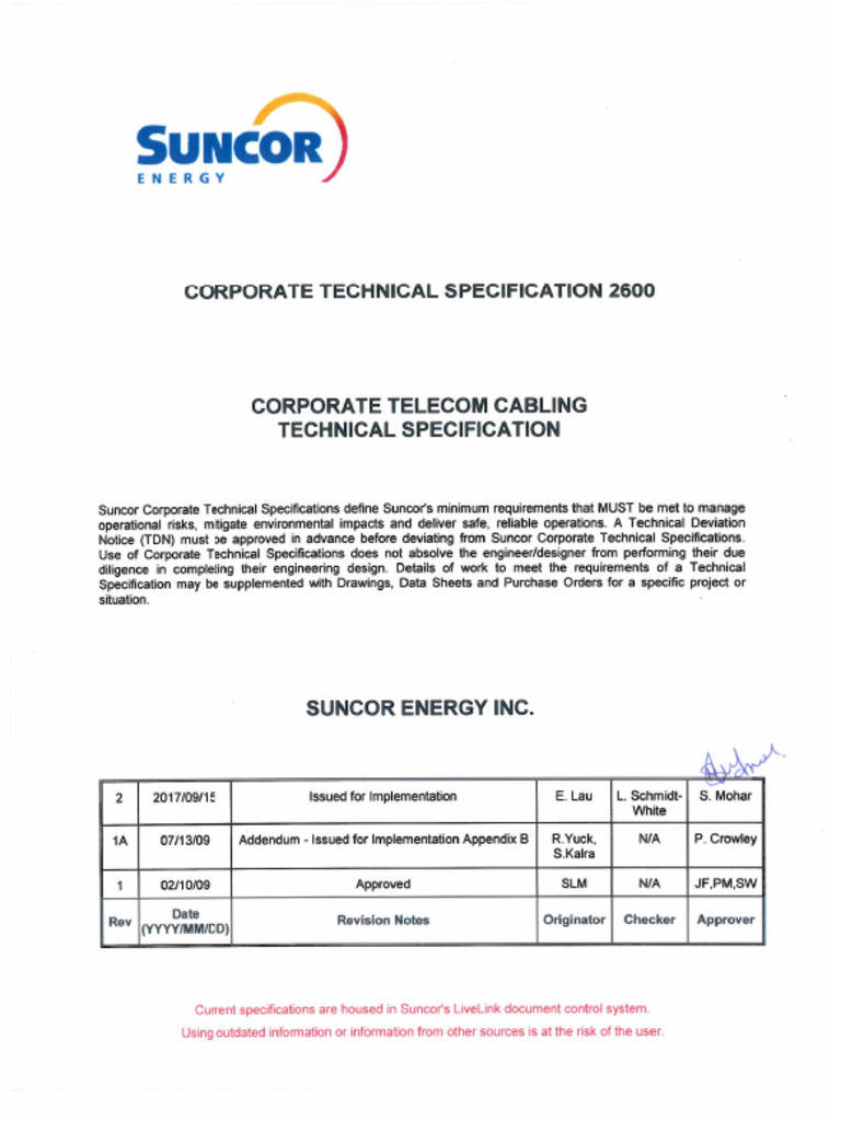 Corporate Telecom Cabling Specs Rev 2 | PDF | Optical Fiber ...