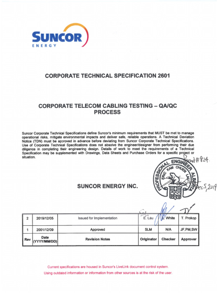 CTS-2601 Corporate Telecom Cabling Testing Qa-Qc Process | PDF ... CTS-2601 Corporate Telecom Cabling Testing Qa-Qc Process | PDF ...