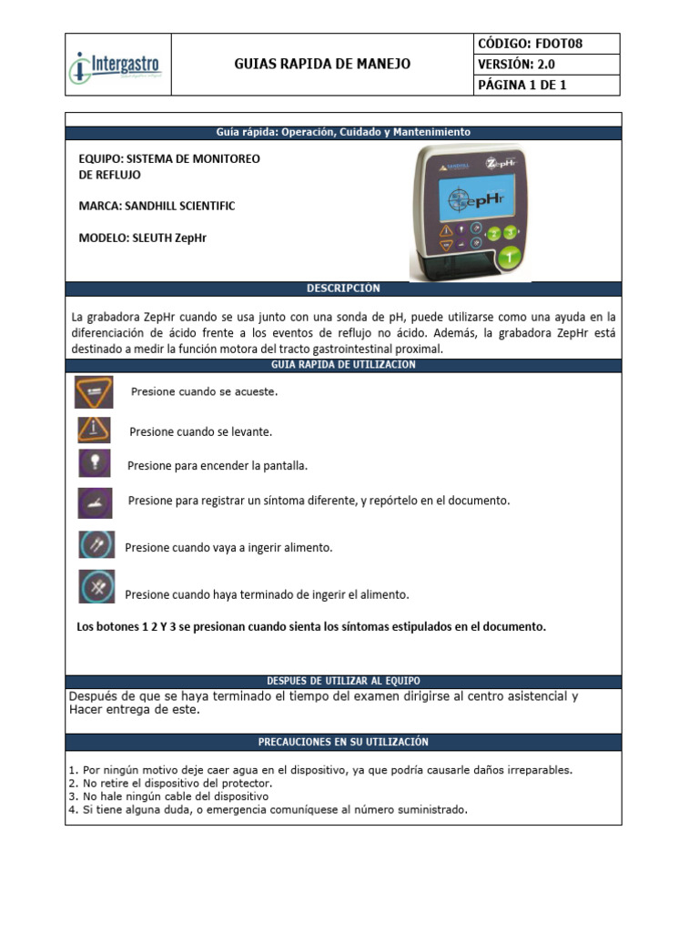 Guia de Manejo Rapido Grabadora ZepHr | PDF