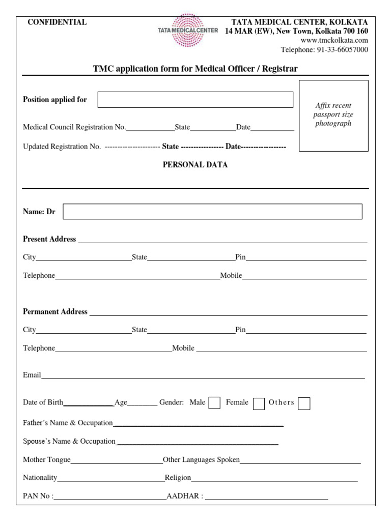 TMC Application - MO Registrar-Oct 23 | PDF | Doctor Of Medicine | Academia