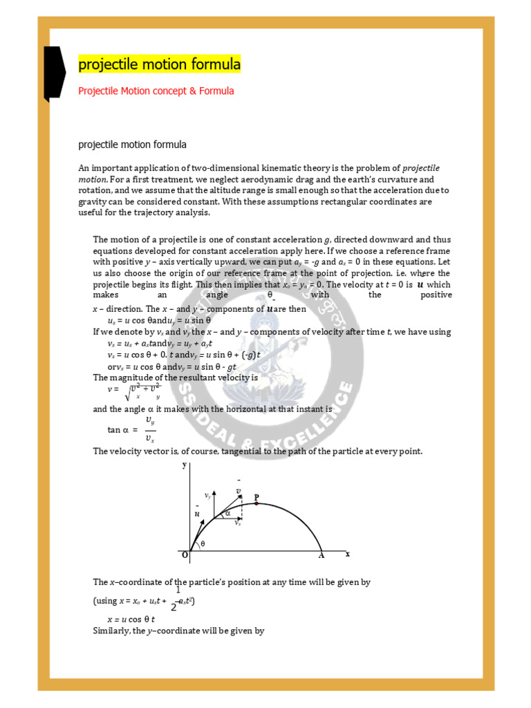 projectile motion | PDF | Acceleration | Mechanics