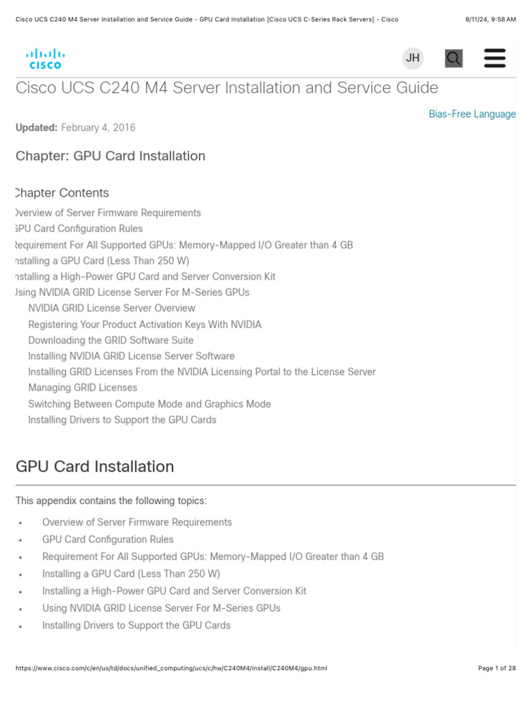 Cisco UCS C240 M4 Server Installation and Service Guide - GPU Card Installation (Cisco UCS C ...