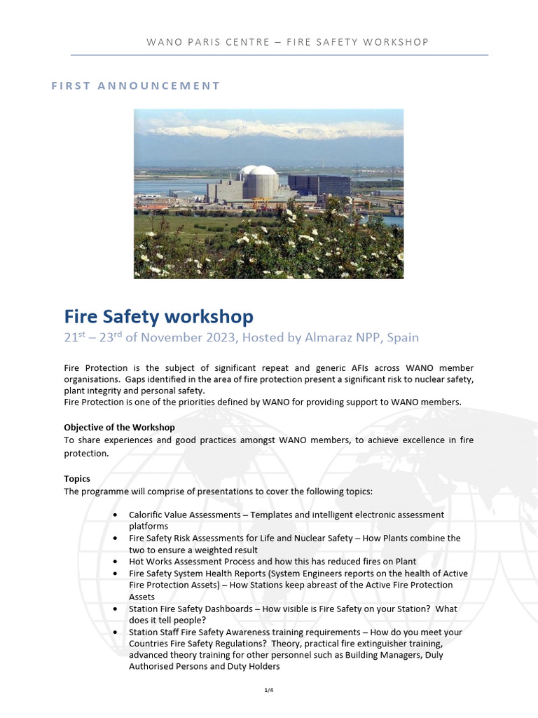First Announcement Fire Safety Workshop 2023 | PDF | Fire Safety | Safety