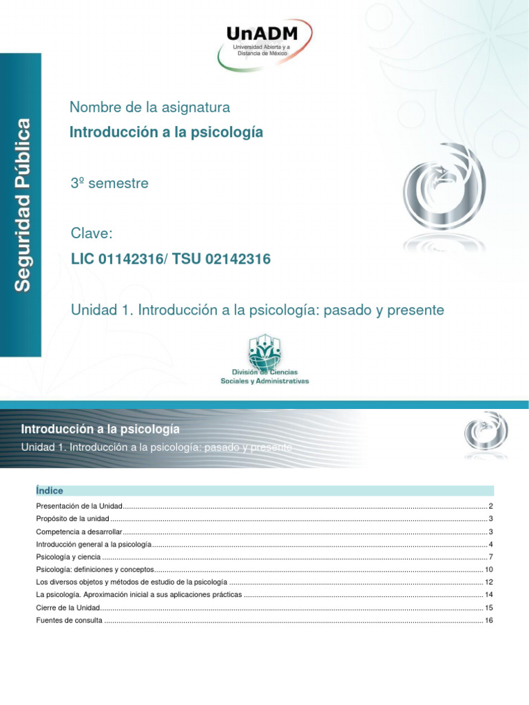 Introducción A La psicologia-U1-Contenido Nuclear | PDF | Sicología | Método científico