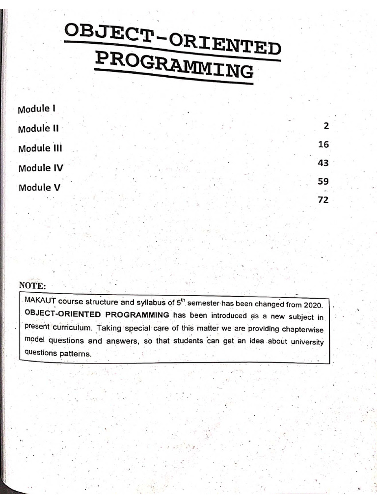 Object Oriented Programming Organizer | PDF