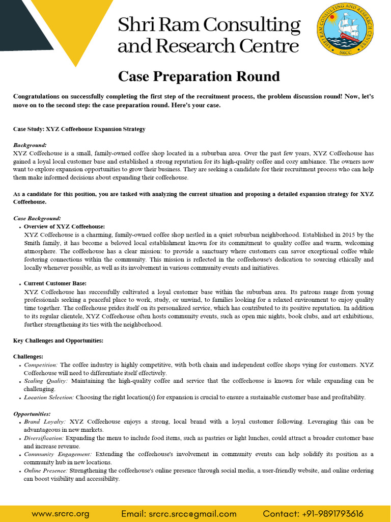 SRCRC CasePrep | PDF | Coffeehouse | Brand