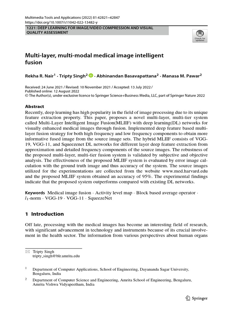 Multi-Layer, Multi-Modal Medical Image Intelligent Fusion | PDF | Deep ...