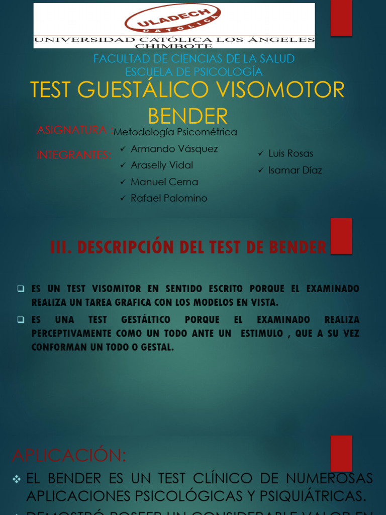 Test de Bender: Aplicación y Puntuación | PDF | Sicología | Ángulo