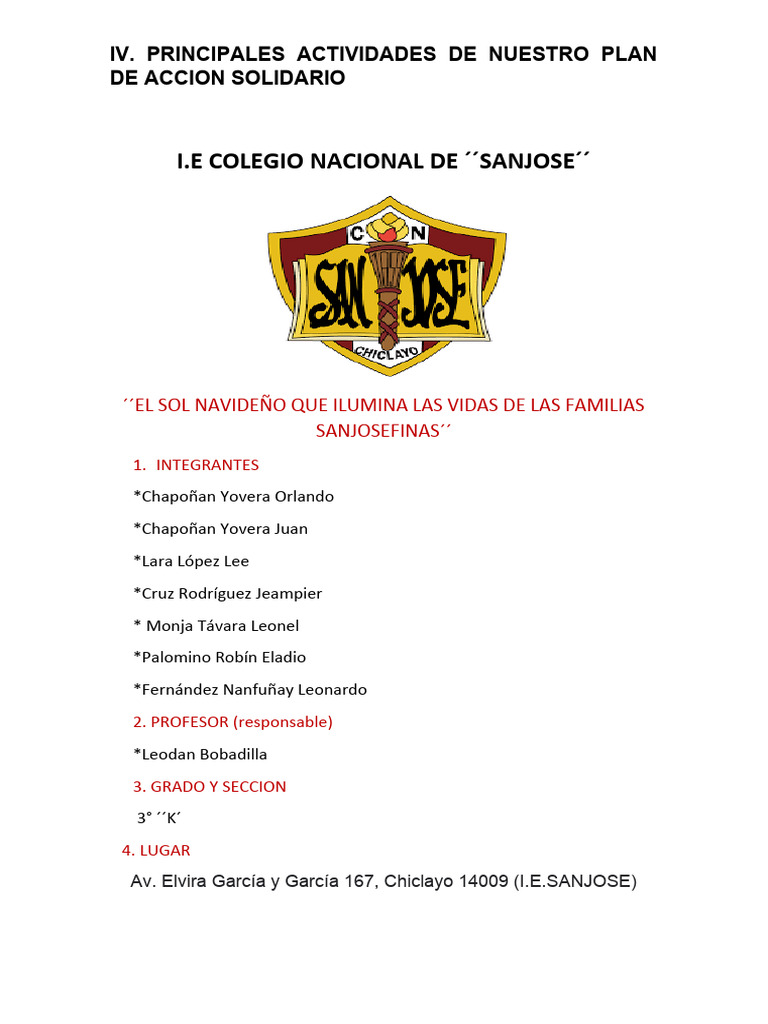 Plan Solidario Navidad Chiclayo | PDF | Misericordia | Navidad