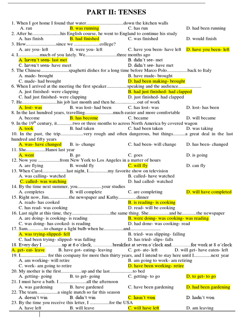 PART II TENSES | PDF