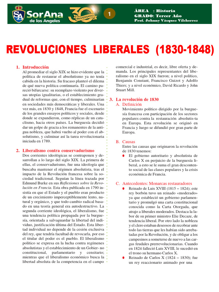 Revoluciones Liberales del Siglo XIX | PDF | revolución Francesa | Primer imperio francés
