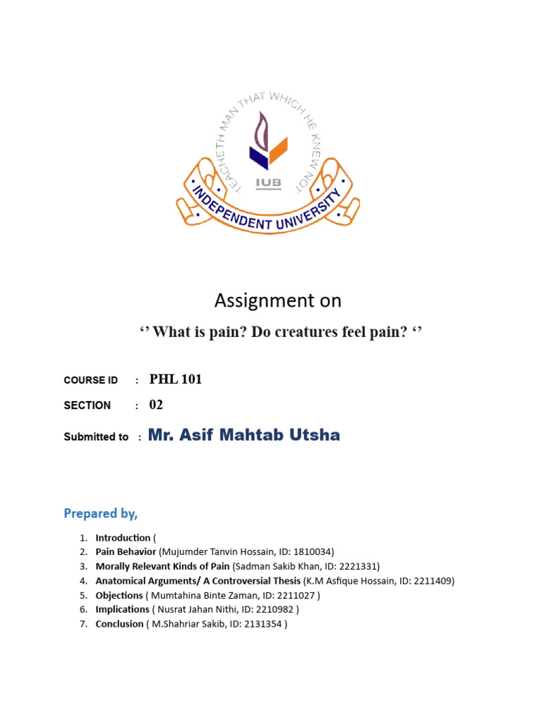 Understanding Pain in Living Creatures | PDF | Pain | Mind