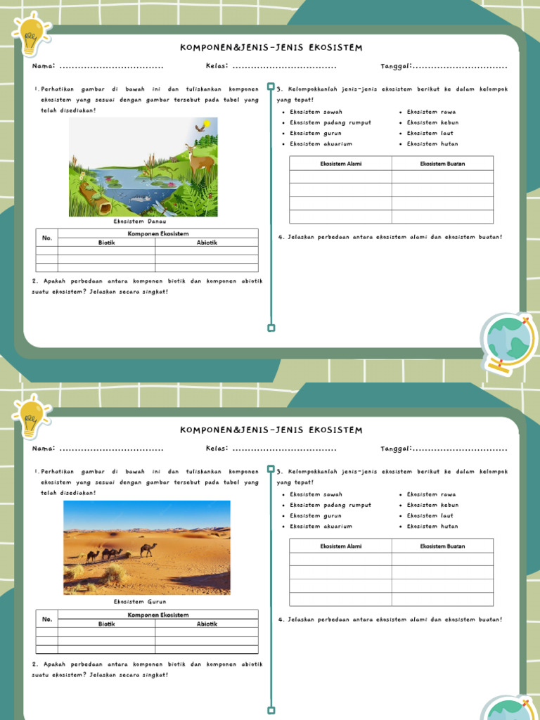 IPAS Primary 5 Unit 2 Worksheet Komponen Ekosistem | PDF