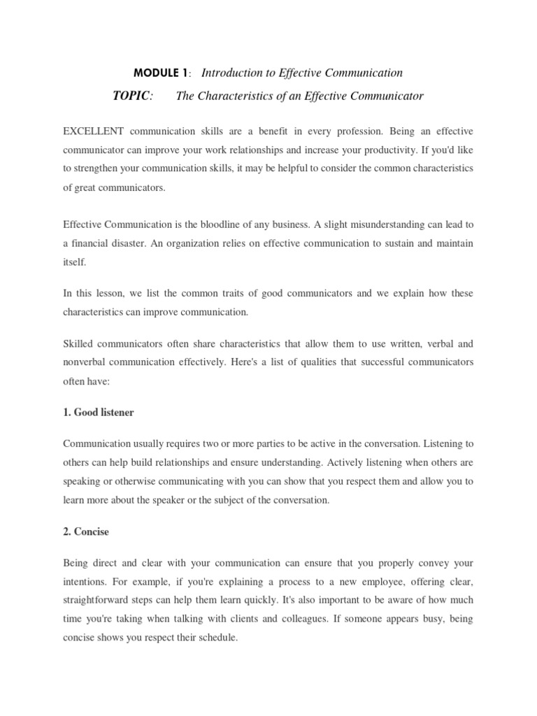 Characteristics of An Effective Communicator | PDF | Communication ...